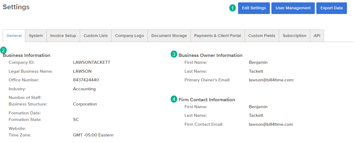 Firm Settings - System Admin Setup – Bill4Time Support