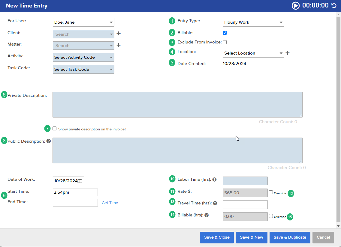 Time Entry: Field Explanation – Bill4Time Support