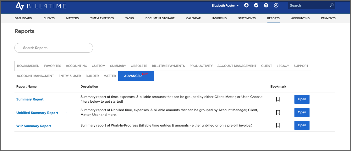 Advanced Reporting – Bill4Time Support